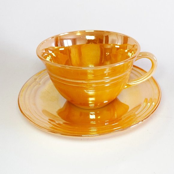 Fire King | Dining | Vintage Fire King Coffee Cup Saucer Peach Lustre ...